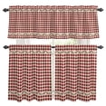 Country Red Buffalo Plaid Kitchen Curtains Set for Windows, Retro Star ...