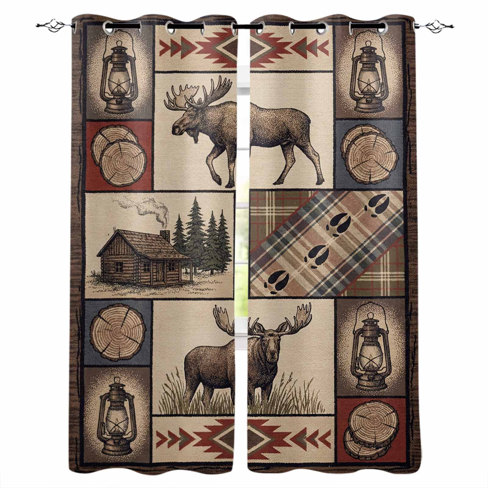 Country Reindeer Blackout Curtains for Bedroom/Living Room, Thermal ...
