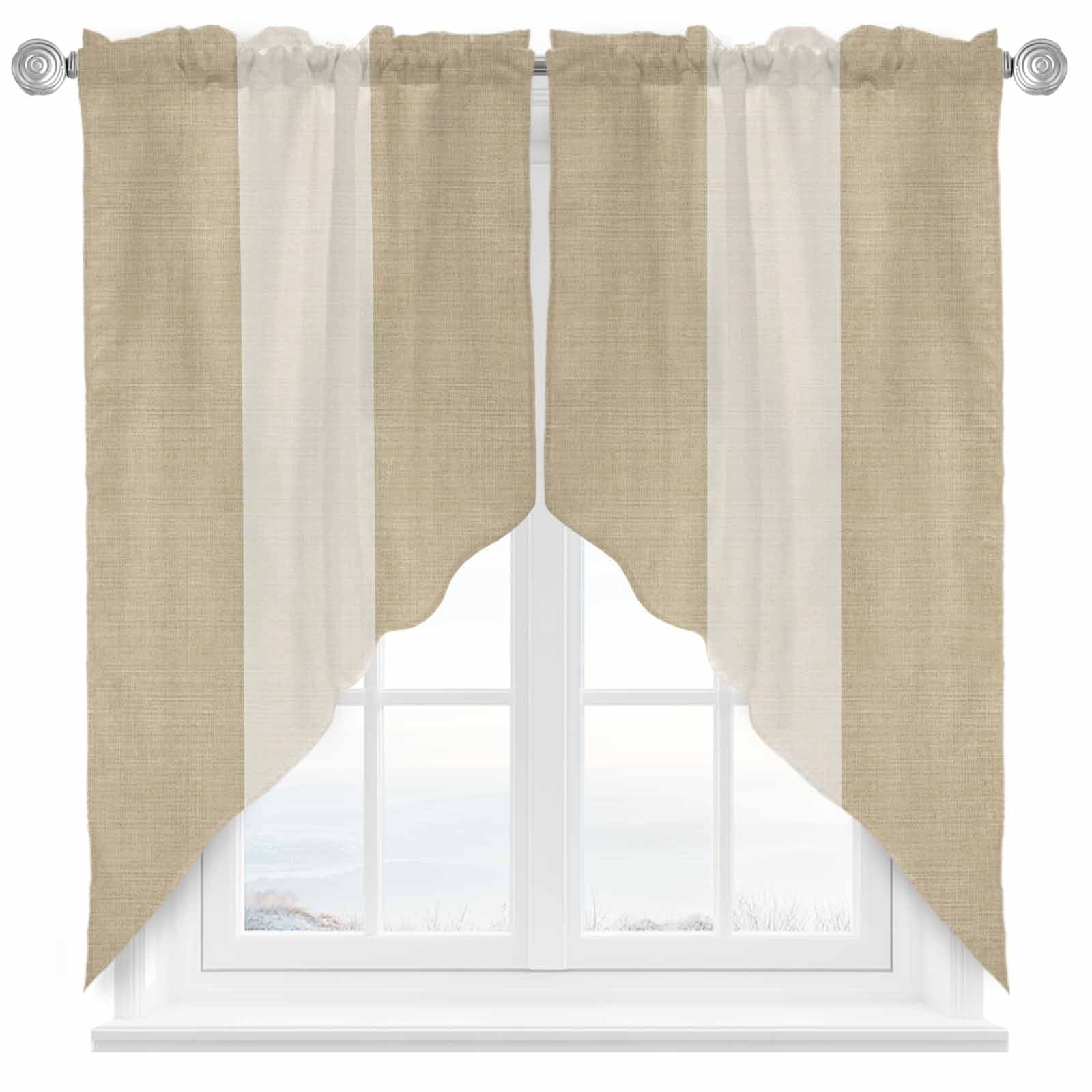 Country Retro Swag Valances for Windows 2 Pack Vintage Linen Texture ...