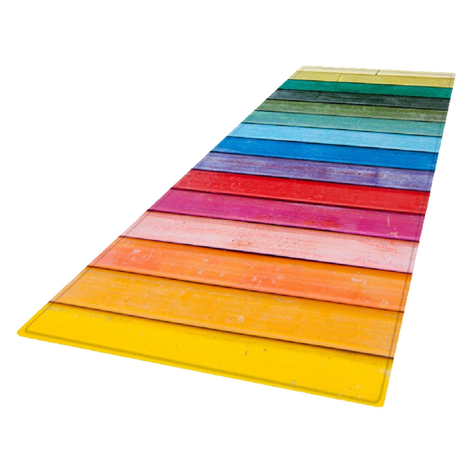 Country Retro Wood Kitchen Rugs Mats Carpet Area Runner - Rainbow ...
