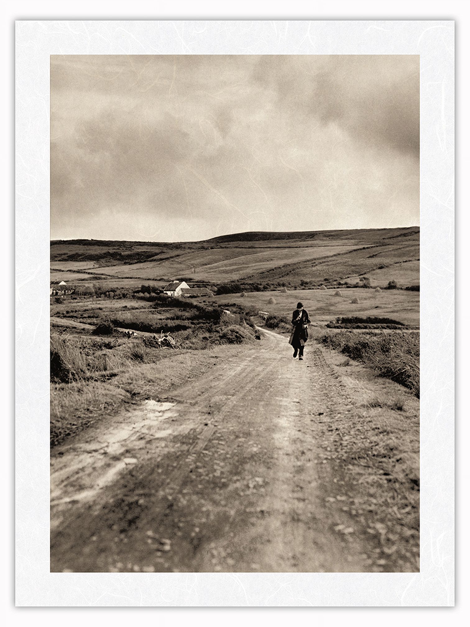 Country Road - County Clare Ireland - Vintage B&W Photograph by ...