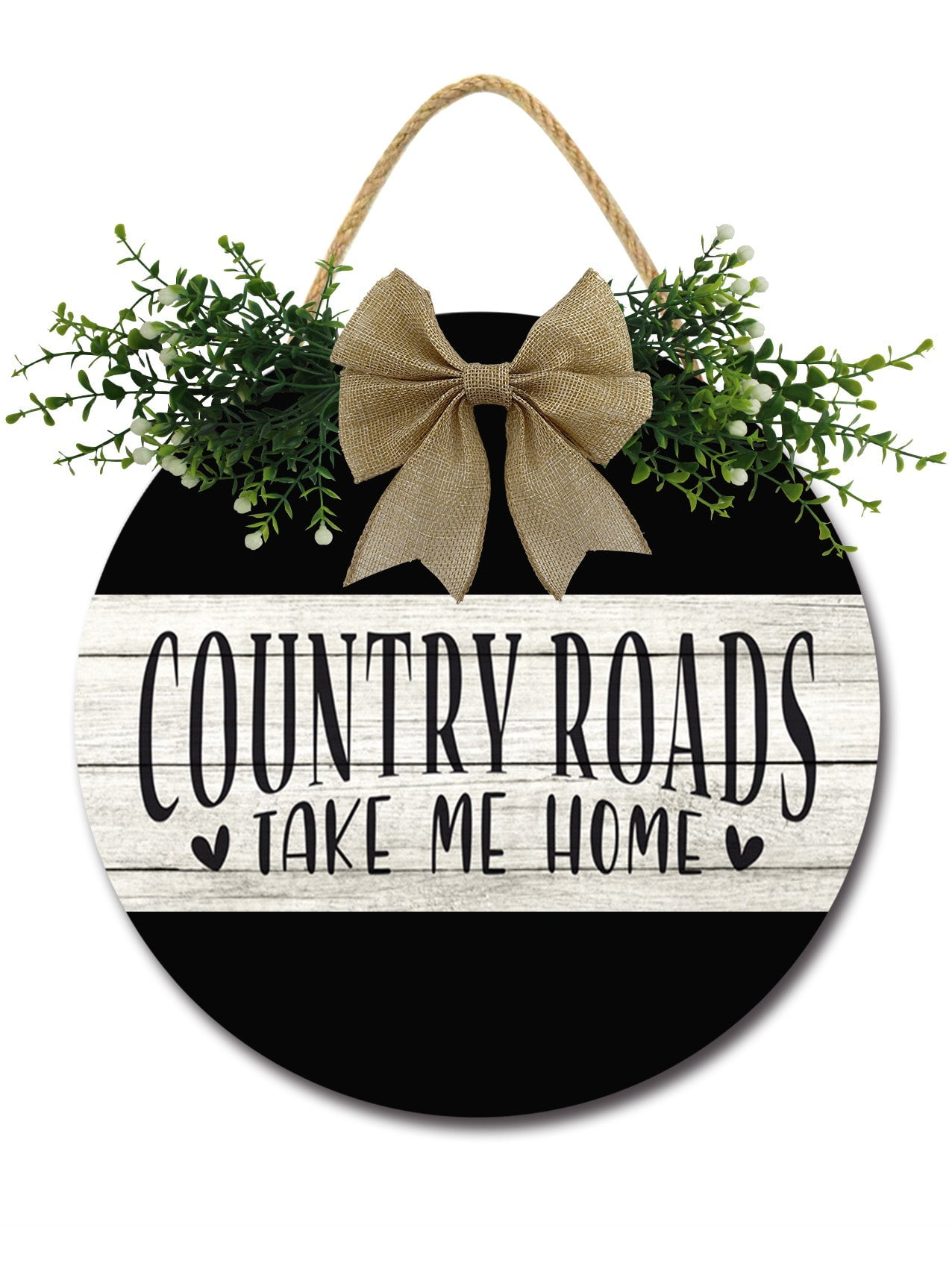 Country Roads Take Me Home Sign Front Door Porch Decorations, Round ...