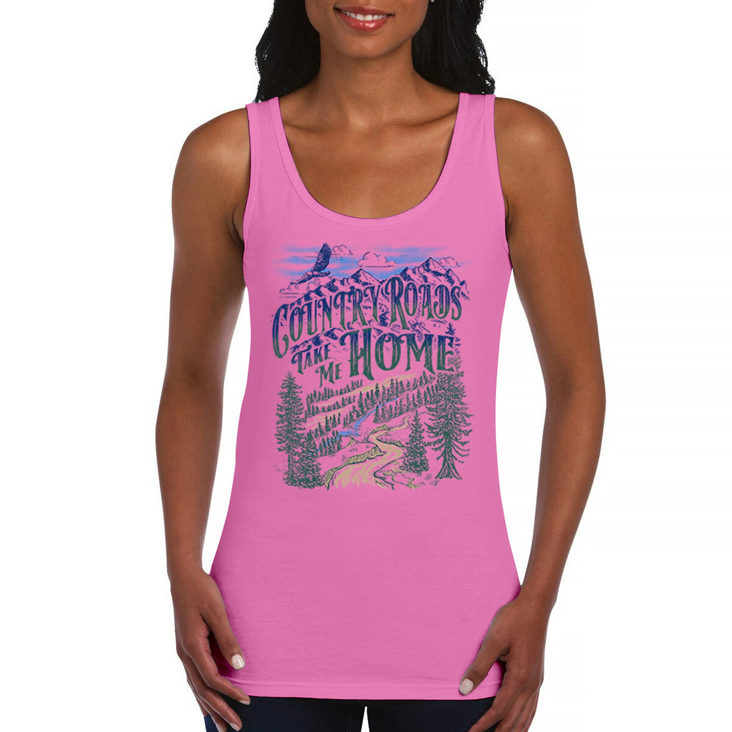 Country Roads Take Me Home Women's Tank Top Rustic Mountains Road Trip ...