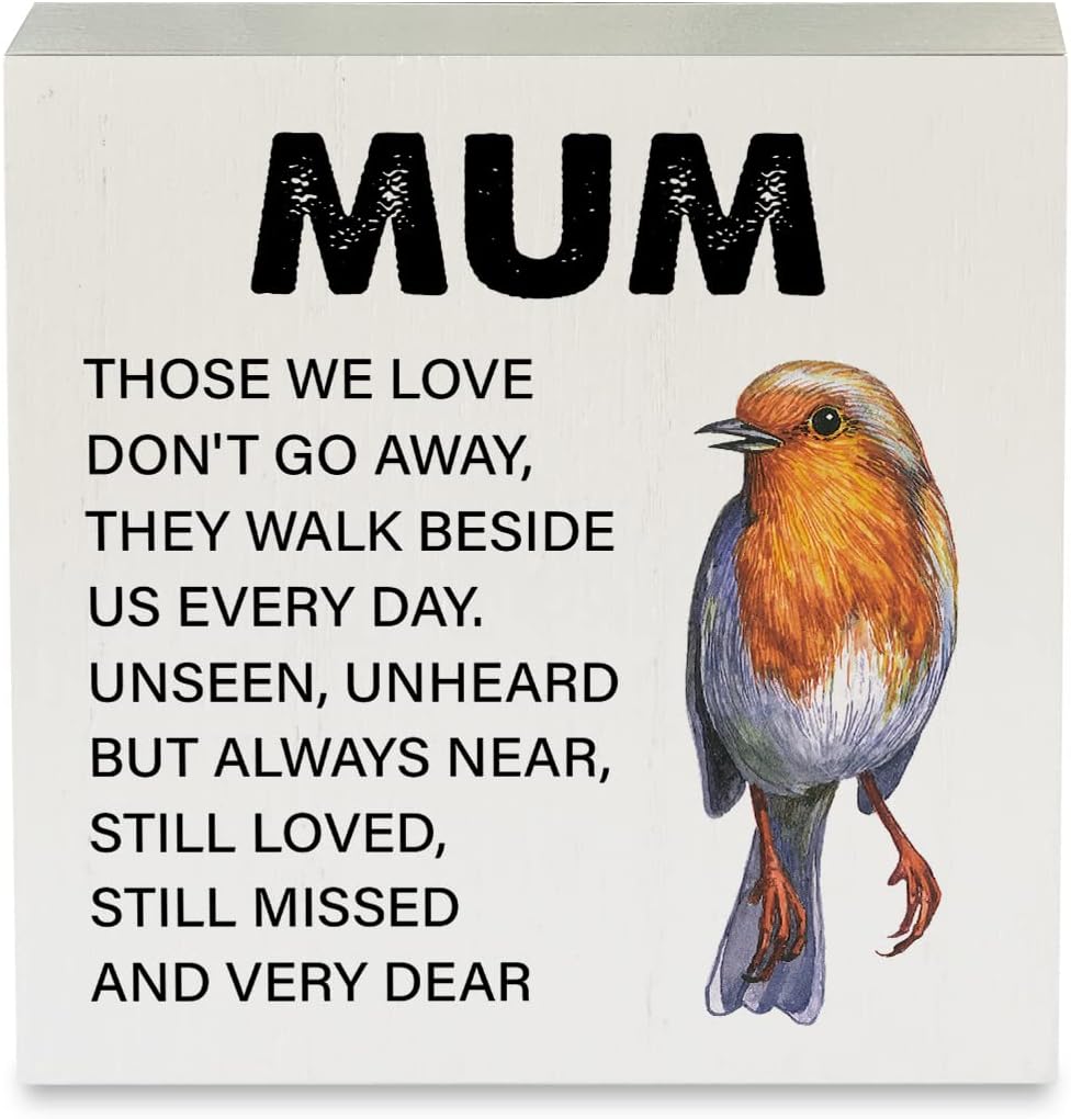 Country Robin Memorial Mom Wood Box Sign Memorial Gifts for Loss of ...