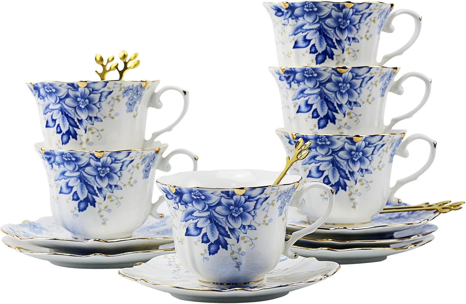 Country Roses 18 Bone China Tea Cup And Saucer Set, English Vintage Tea ...