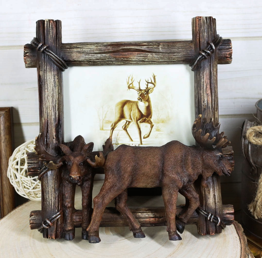 Country Rustic Elk Moose By Faux Barbed Wire Barnwood Easel Picture ...