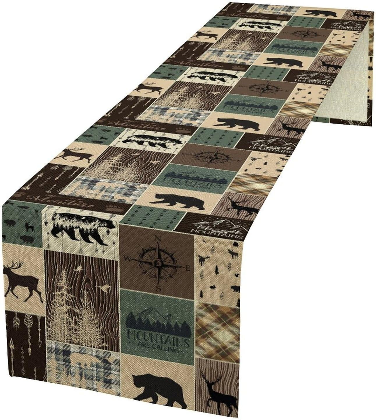 Country Rustic Farmhouse Deer Table Runner Tabletop Cover Vintage Cabin ...