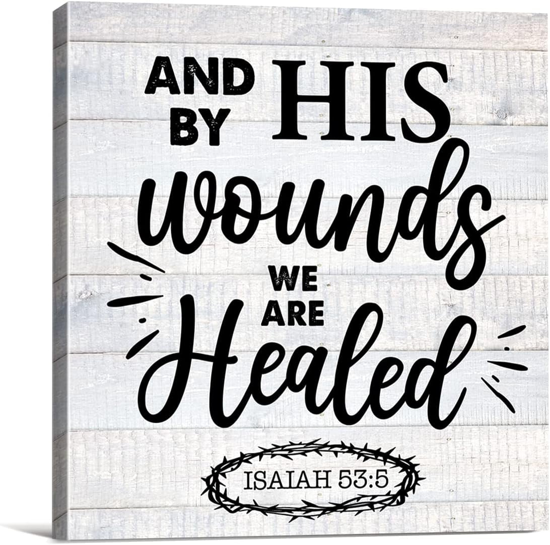Country Rustic and by His Wounds We are Healed Wood Box Sign Desk Decor ...