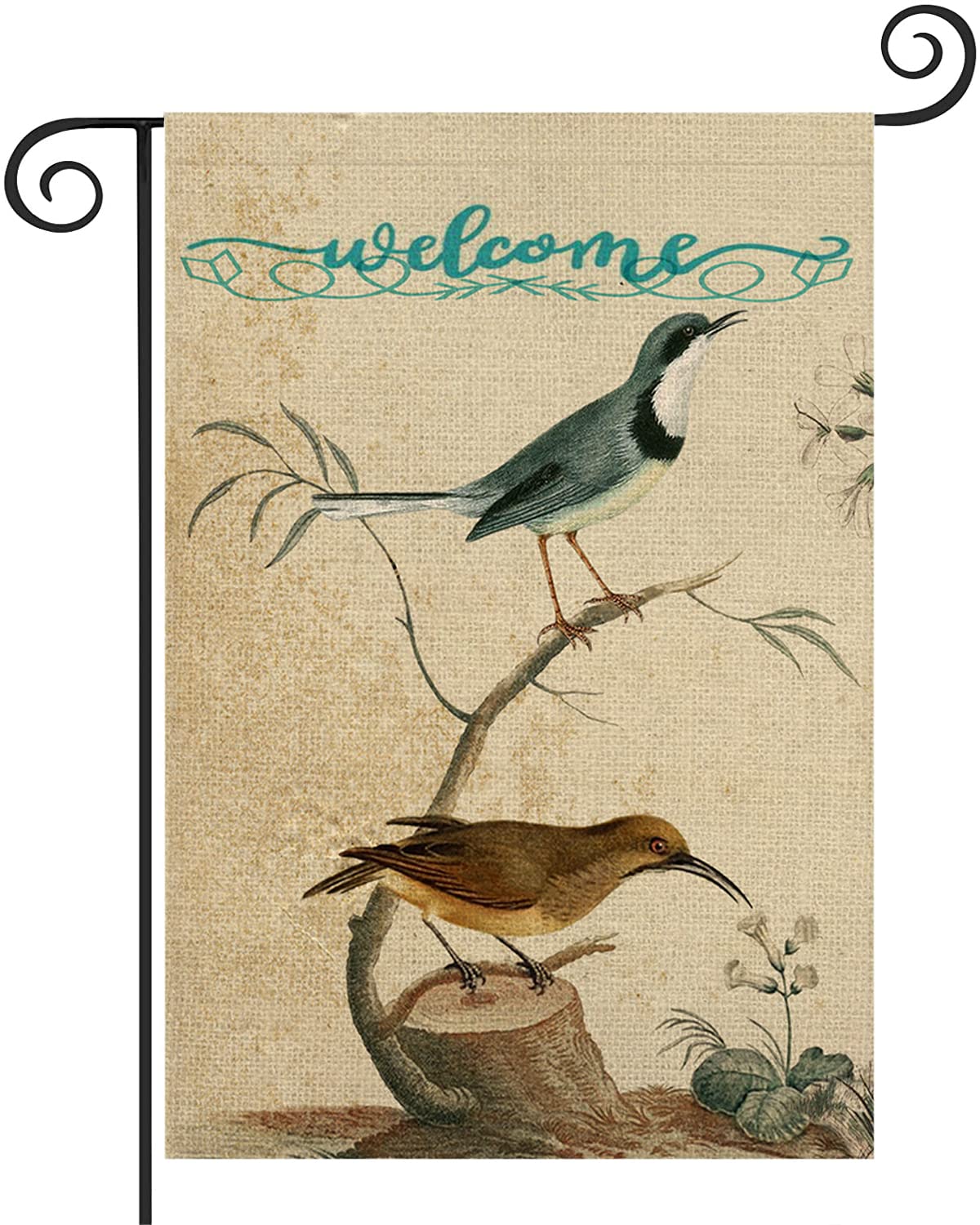 Country Rustic Spring Summer Botanical Garden Flag Vertical Double ...