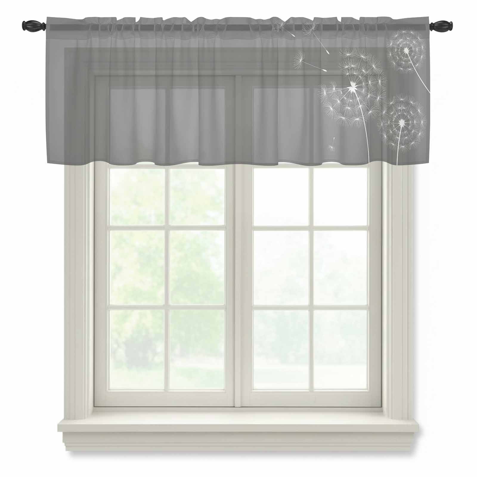 Country Semi Sheer Valance Curtains Elegant Dandelion Blossom Flying ...