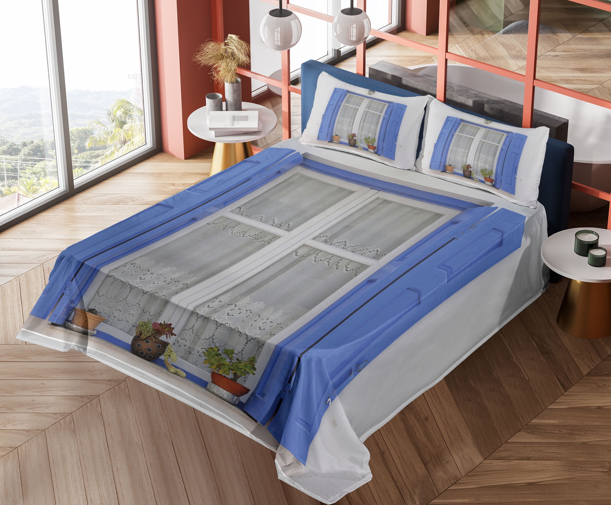 Country Sheet Set, Typical Greek Style Wooden Window Shutters with ...