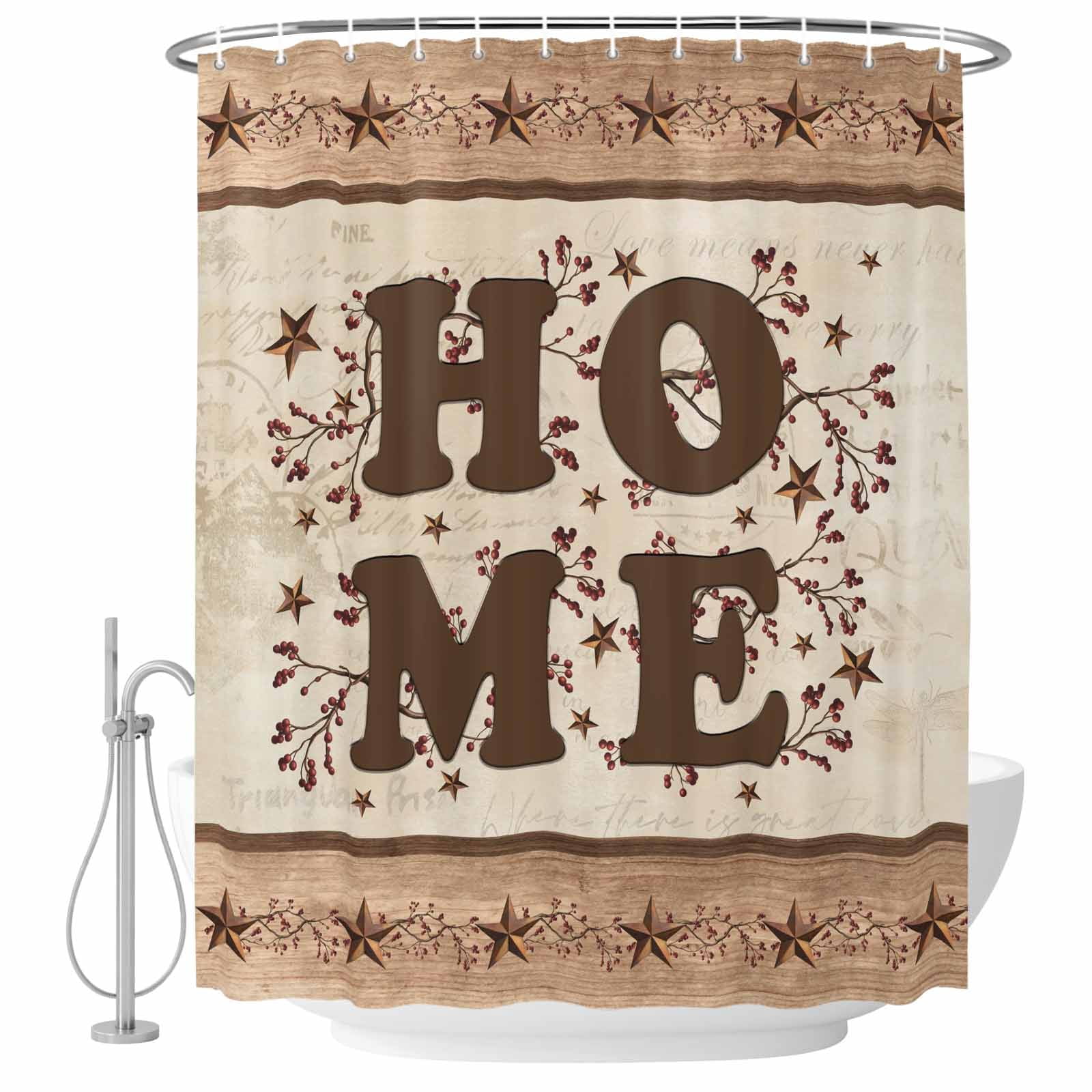 Country Shower Curtain Set - Extra Long 72" x 96" Washable Bathtub ...