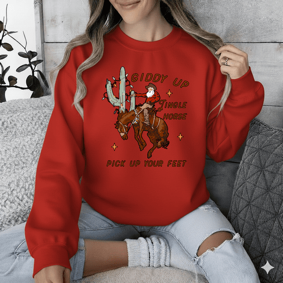 Country Spirit Jingle Horse Giddy Up Music Holiday Sweatshirt, up to ...
