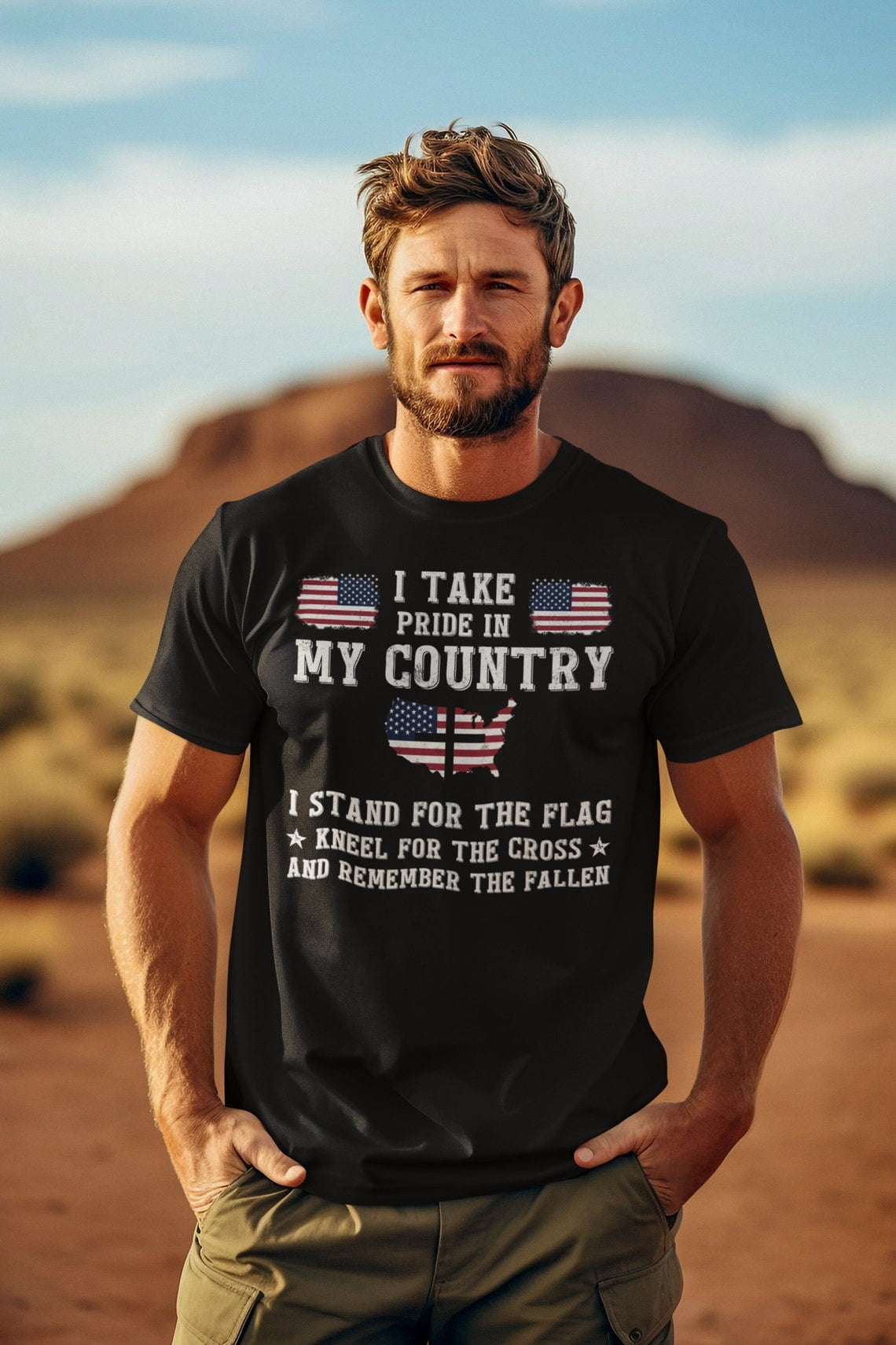 Country Stand For The Flag And Remember The Fallen American Graphic For ...