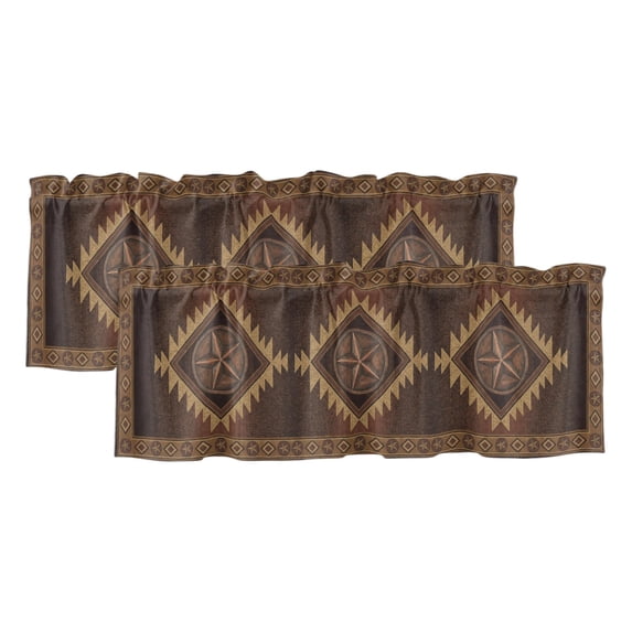 Country Star 2 Panels Kitchen Valance, Boho Brown Aztec Distressed ...