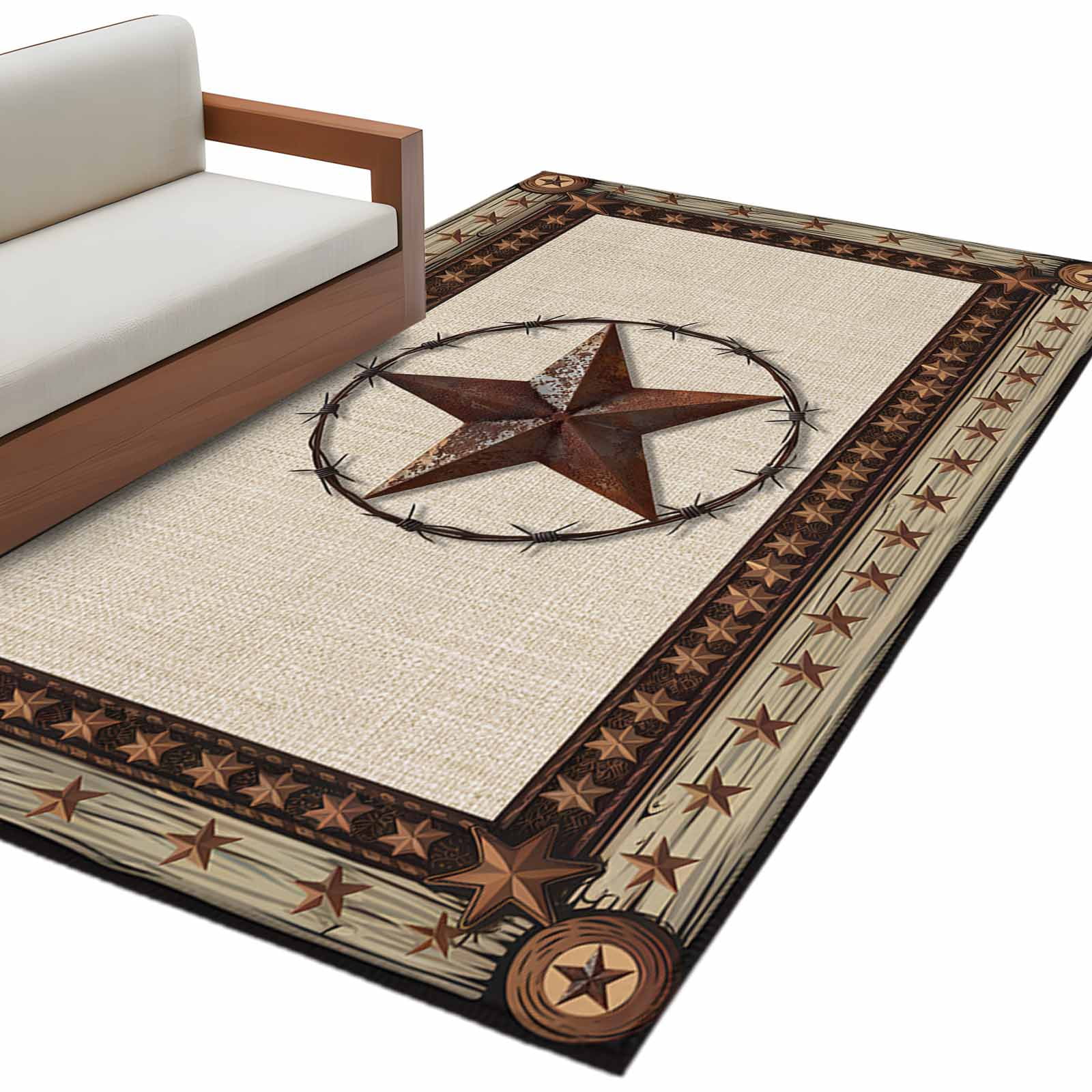 Country Star Area Rug 3x5ft Farmhouse Texas Star Non-Slip Washable ...