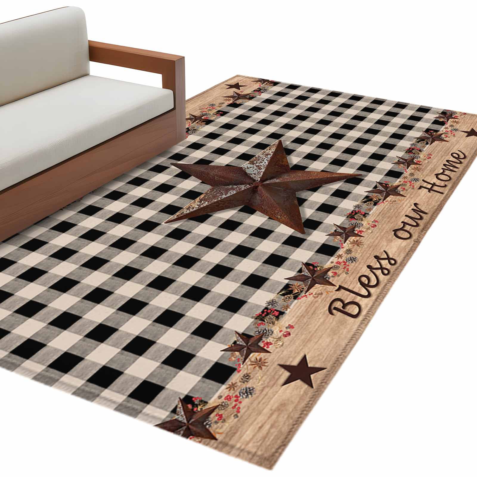 Country Star Area Rug 3x5ft Farmhouse Texas Star Non-Slip Washable ...