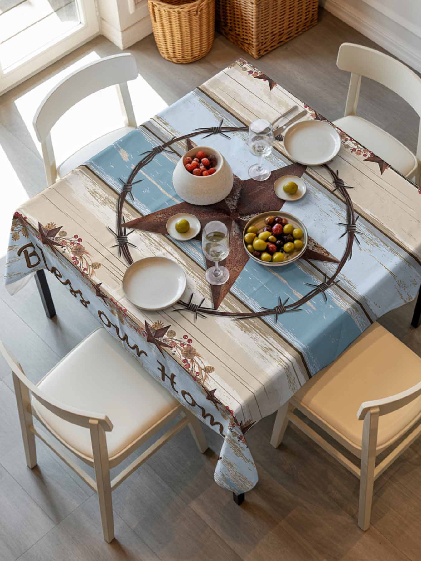 Country Star Blue Tablecloth Square Table Cloth 60x60,Waterproof ...