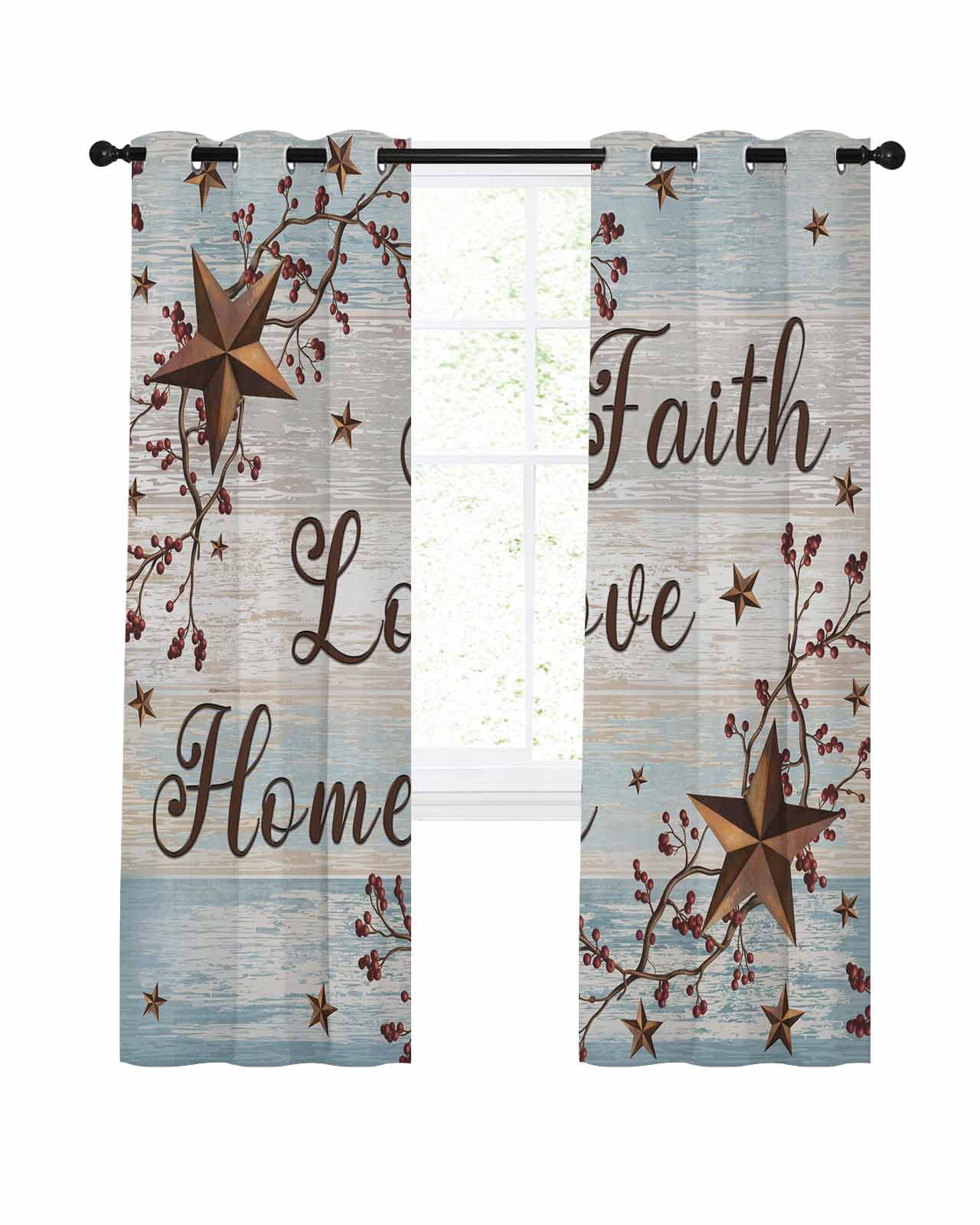 Country Star Brown Blackout Curtains, Light Blocking Print Window ...