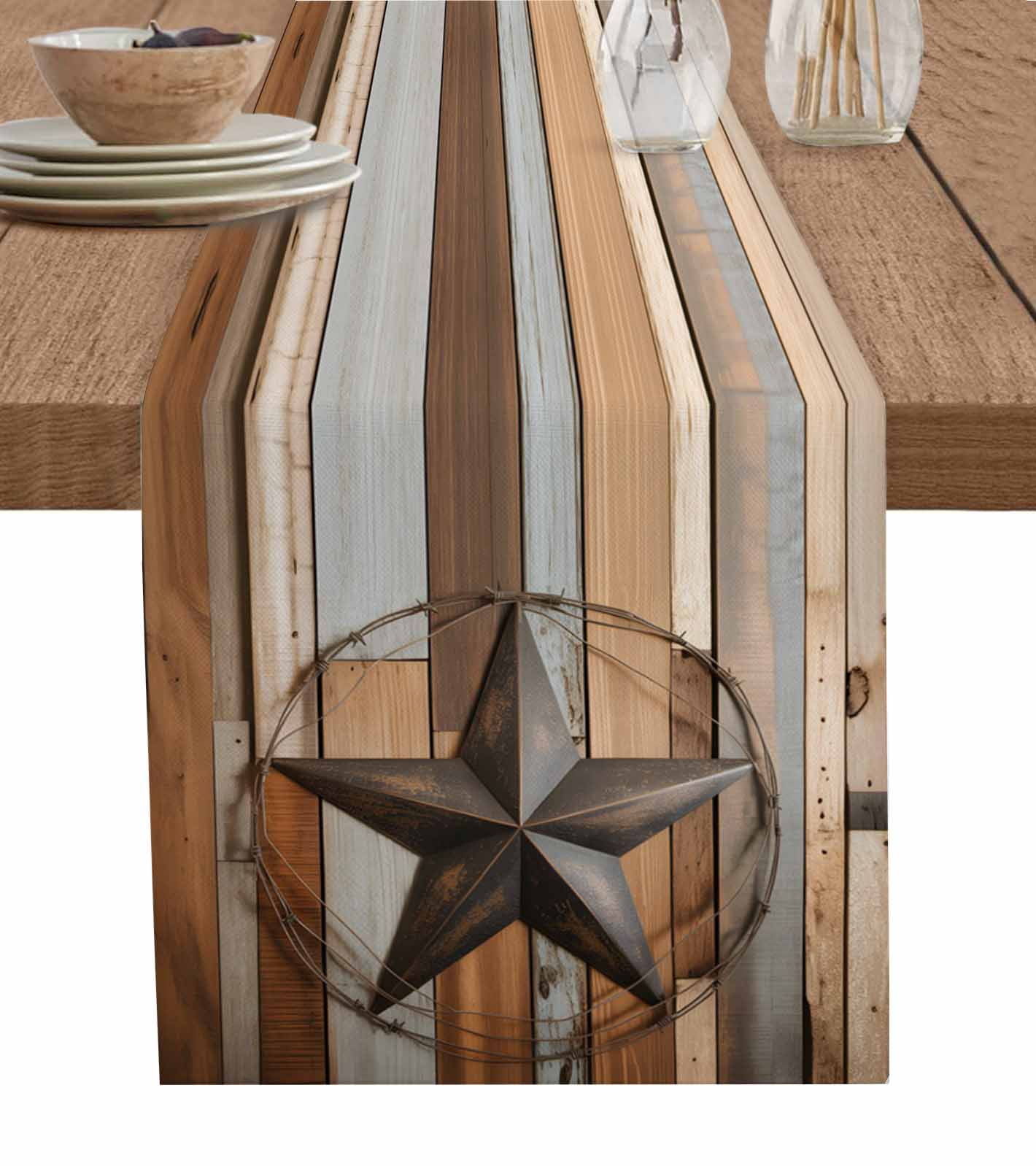 Country Star Brown Burlap Cotton Table Runner 18x72 Inches Long ...