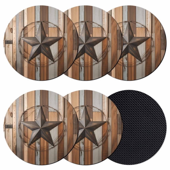 Country Star Brown Coasters Set of 6, Soft Absorbent Coasters for ...
