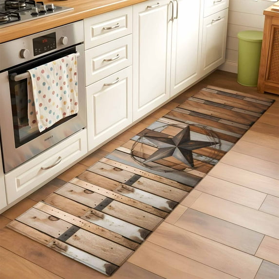 Country Star Brown Runner Rug 2x6 FT, Non Slip Hallway Carpet, Western ...