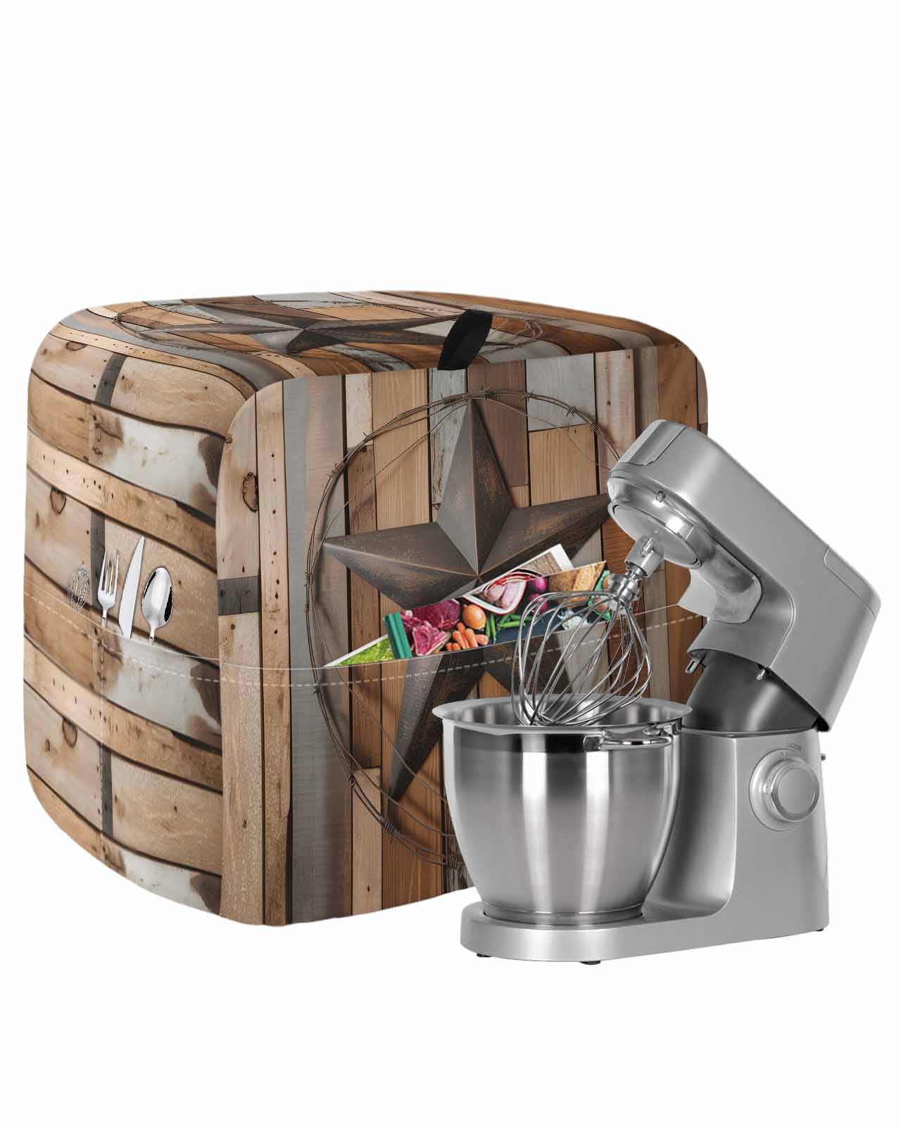 Country Star Brown Stand Mixer Dust Cover with Storage Pocket & Handles ...