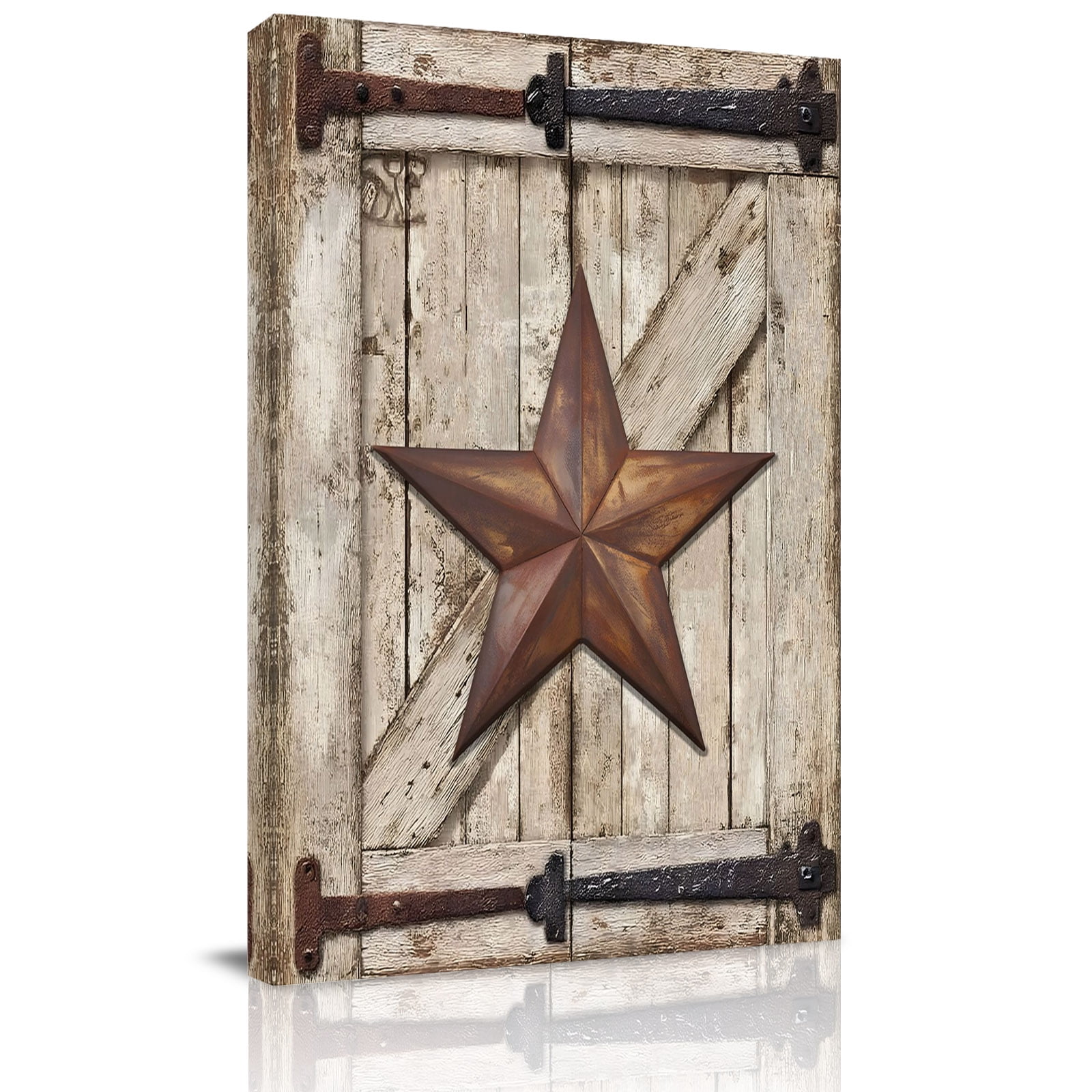 Country Star Canvas Wall Art for Living Room, Retro Rust Yellow Star ...