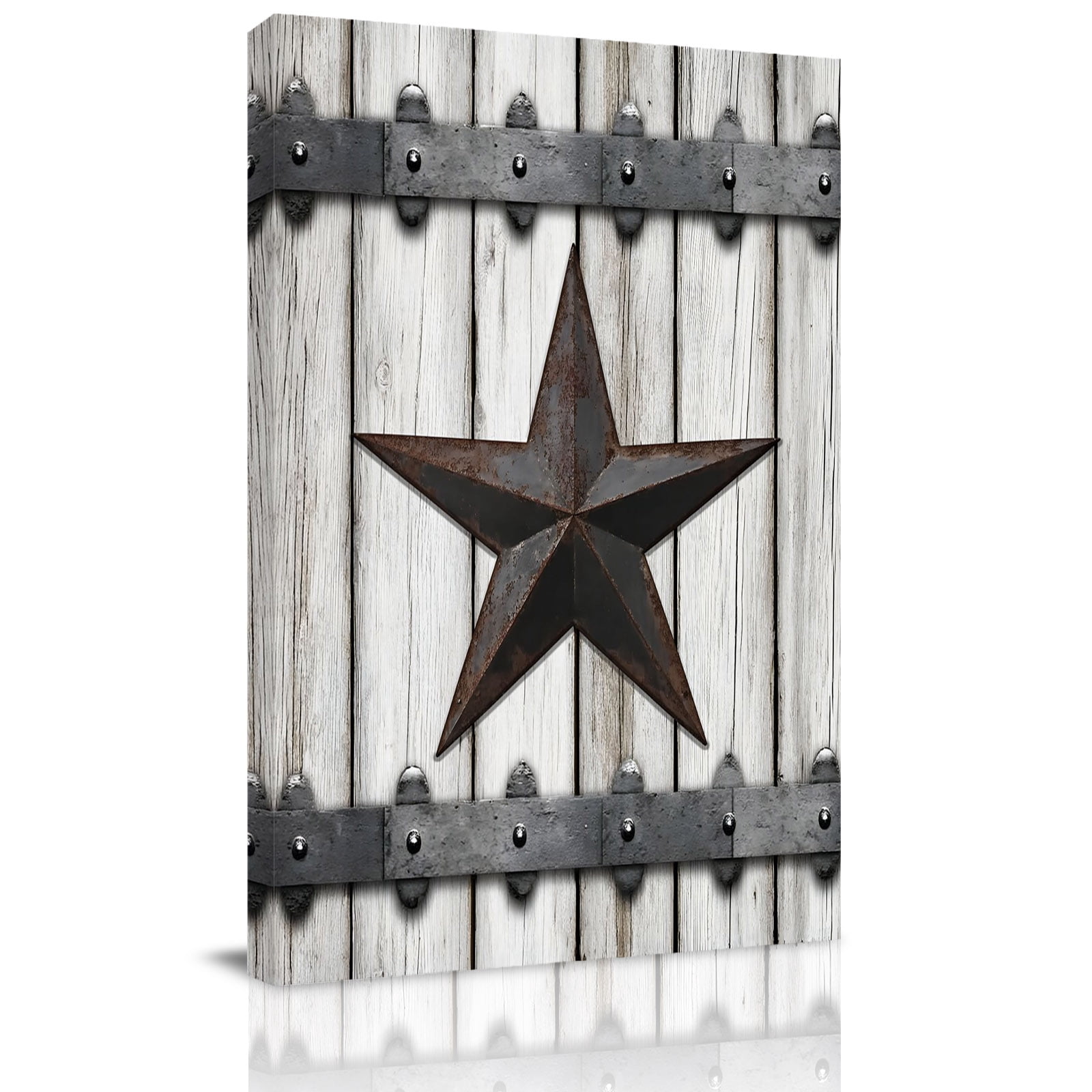 Country Star Canvas Wall Art for Living Room, Vintage Rust Grey Star ...