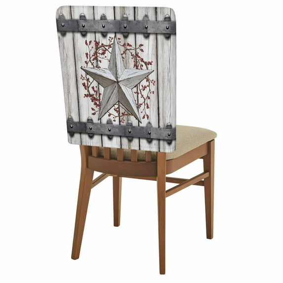 Country Star Chair Back Covers Set of 1, Vintage White Star Red Berry ...