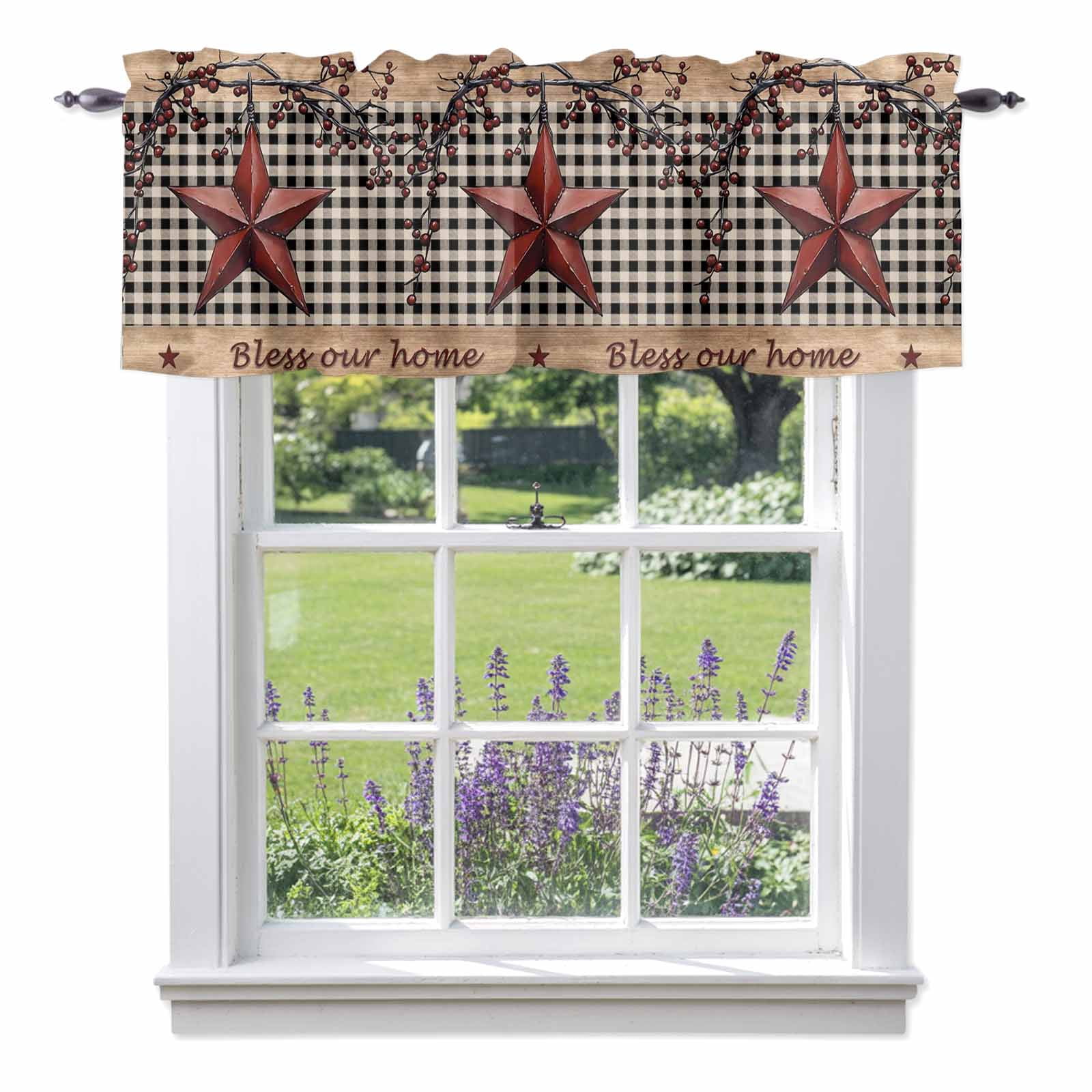 Country Star Farm Berry Valances for Windows,Kitchen Valance Rod Pocket ...