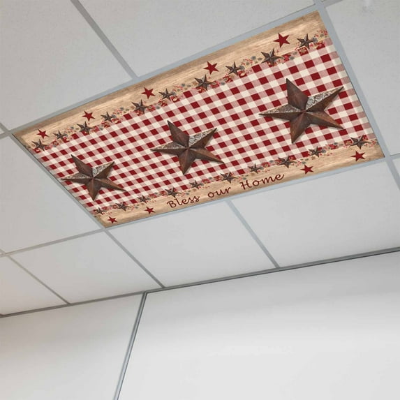 Country Star Farm Fluorescent Light Covers, Farmhouse Plaid Texas ...