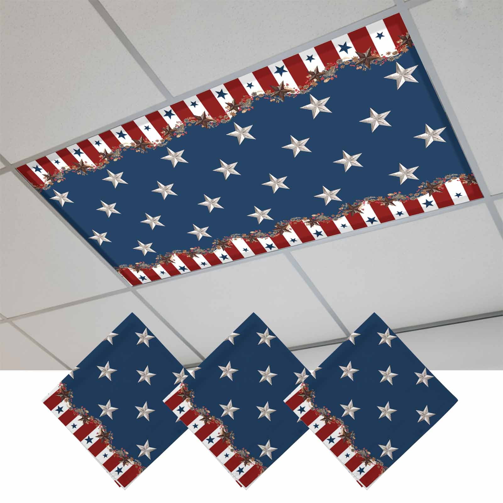 Country Star Farm Magnetic Fluorescent Light Covers for Ceiling Lights ...
