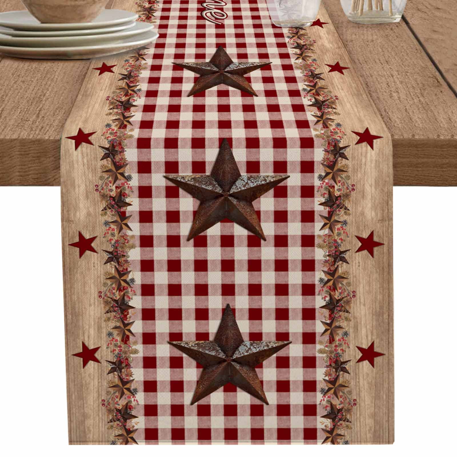 Country Star Farm Table Runner 90 Inches Long for Dining Table Decor ...