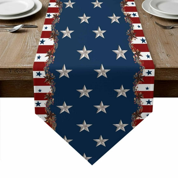 Country Star Farm Table Runner Linen Burlap Table Runner 120 Inches ...