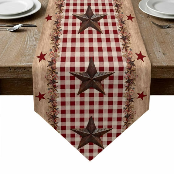 Country Star Farm Table Runner Linen Burlap Table Runner 72 Inches Long ...