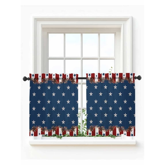 Country Star Farm Tier Curtains 36 Inch Length,Sheer Curtains for ...