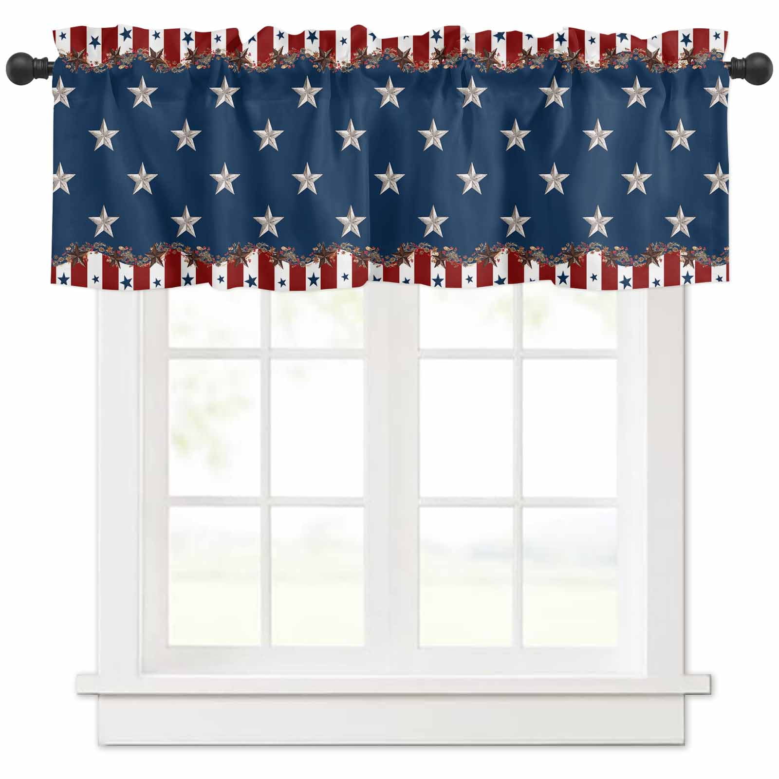 Country Star Farm Valances for Windows Farmhouse Kitchen Curtains ...