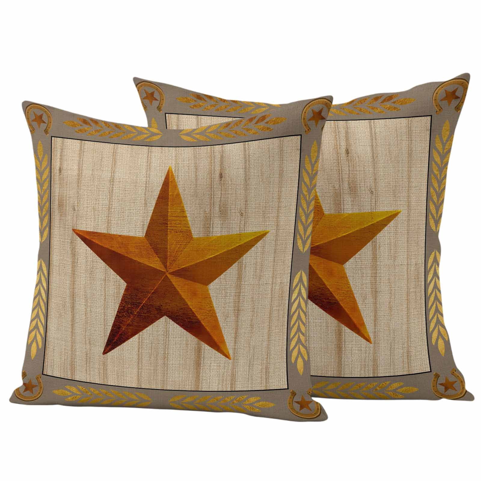 Country Star Outdoor Pillow Covers Set of 2 Vintage Brown Leopard Brown ...