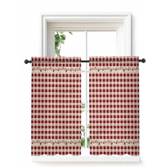 Country Star Plaid Curtains 45 Inch Length, Sheer Curtains for Bedroom ...