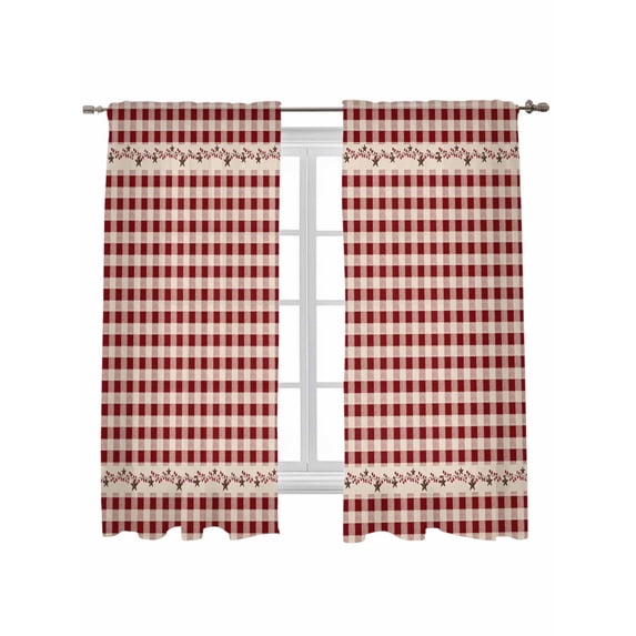 Country Star Plaid Curtains 63 Inch Length, Sheer Curtains for Bedroom ...