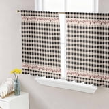 Country Star Plaid Semi Sheer Curtains 45 Inch Length 2 Panels Set ...