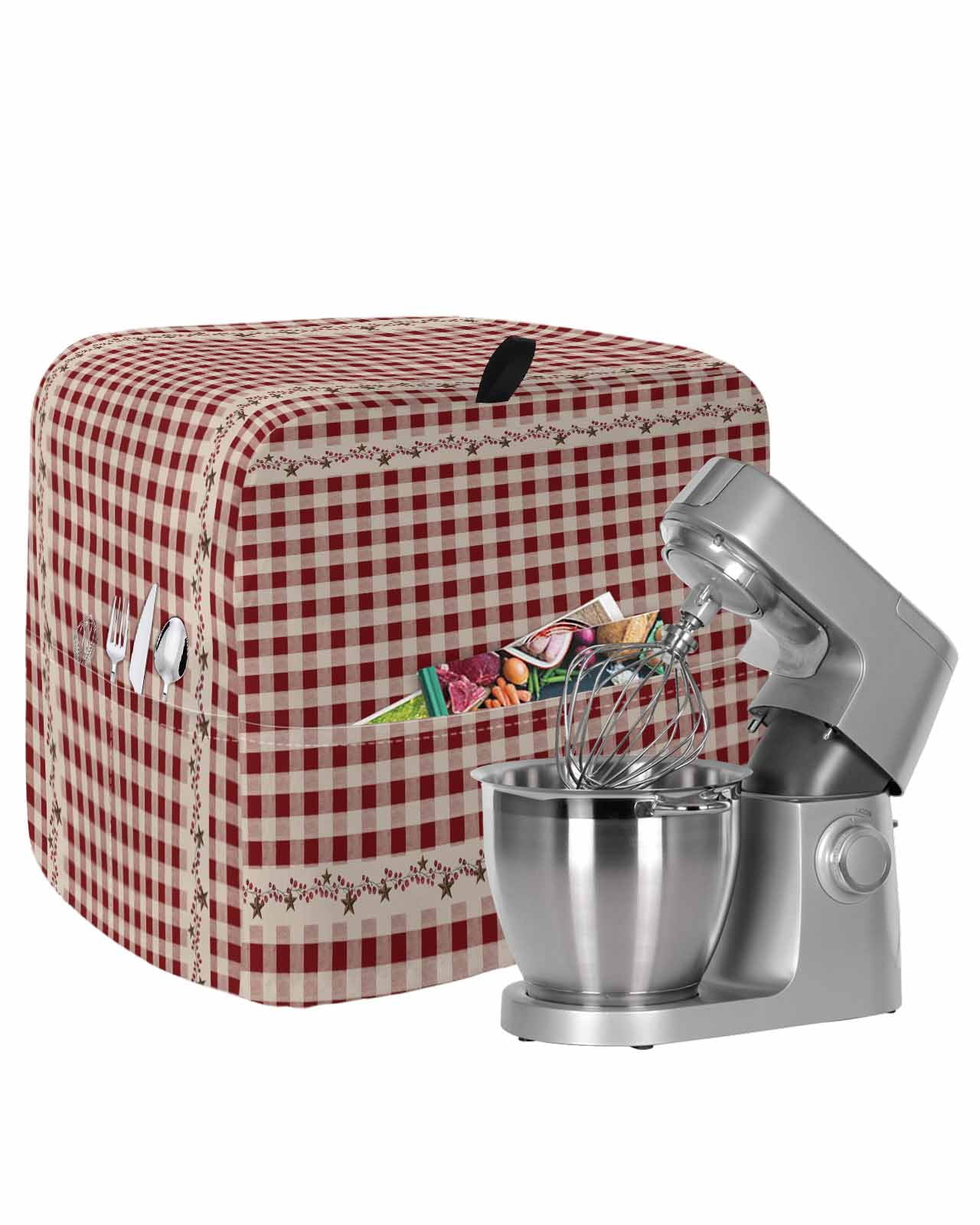 Country Star Plaid Stand Mixer Dust Cover with Storage Pocket & Handles ...