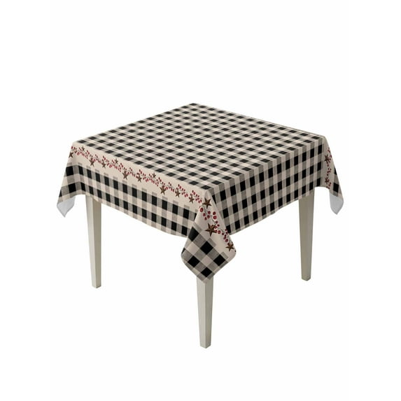 Country Star Plaid Table Cloth, Black Retro American Farm Barn Berry ...
