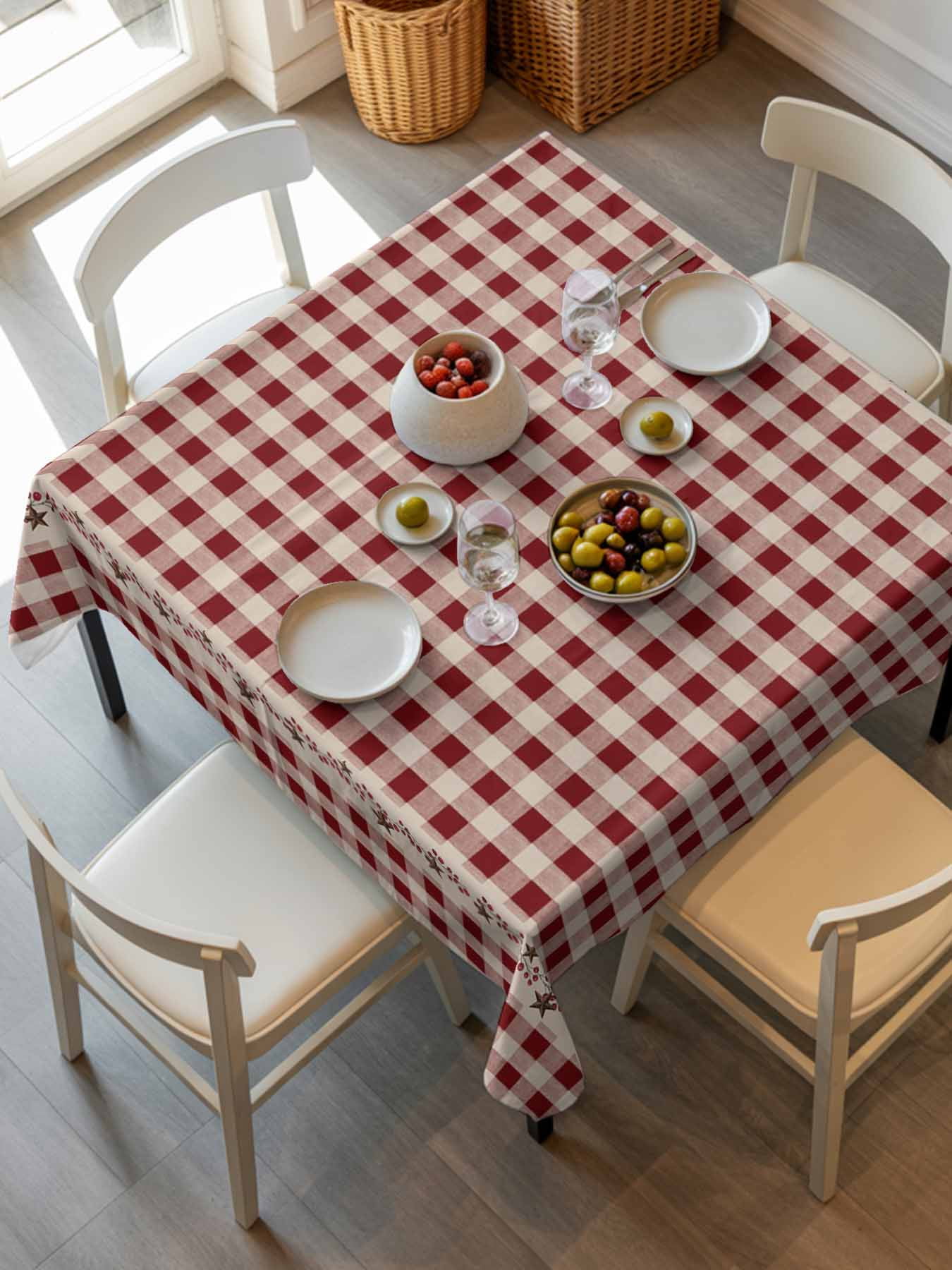 Country Star Plaid Tablecloth Square Table Cloth 60x60, Waterproof ...