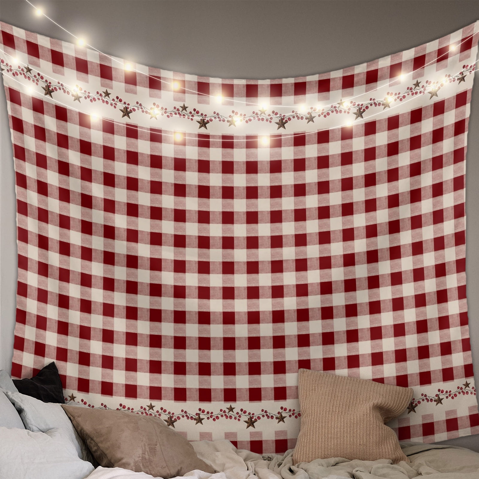Country Star Plaid Tapestry for Bedroom Wall Hanging Tapestry, Retro ...