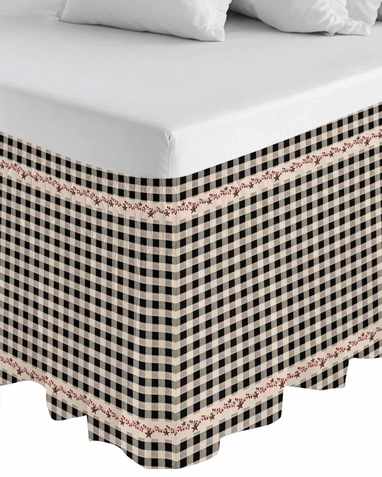 Country Star Plaid Wrap Around Bed Skirts for California King Bed 16 ...