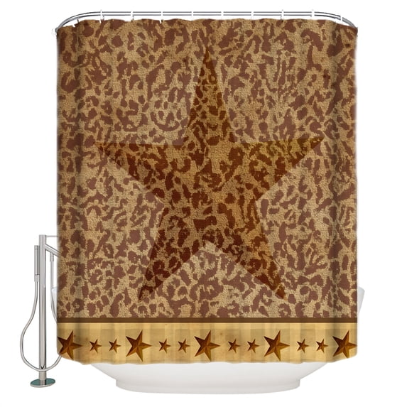 Country Star Retro Bathroom Shower Curtains with 12 Hooks Waterproof ...