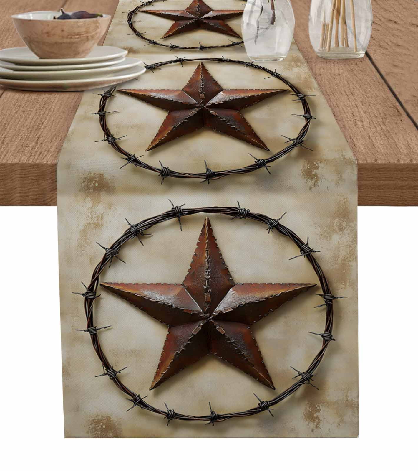 Country Star Retro Table Runner 72 Inches, Farmhouse Western Aesthetic ...