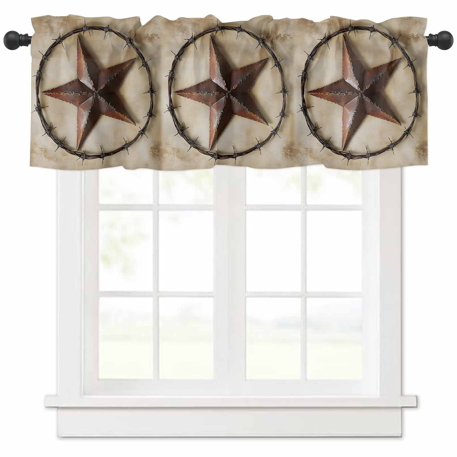 Country Star Retro Valances for Windows Farmhouse Kitchen Curtains ...